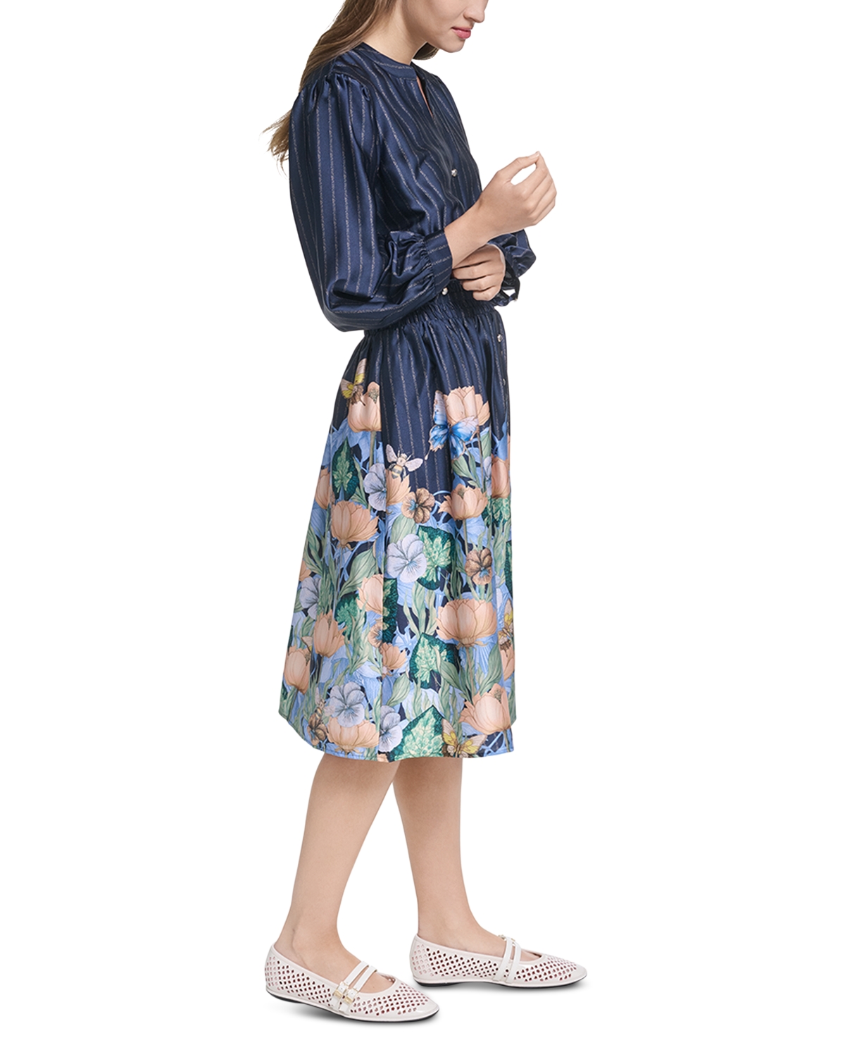 KARL LAGERFELD PARIS Karl Lagerfeld Paris Three Quarter Sleeve Shirt Dress